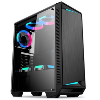 MATX ABS SPCC Computer Cabinet RGB 5x12cm Fans Full Glass PC Case