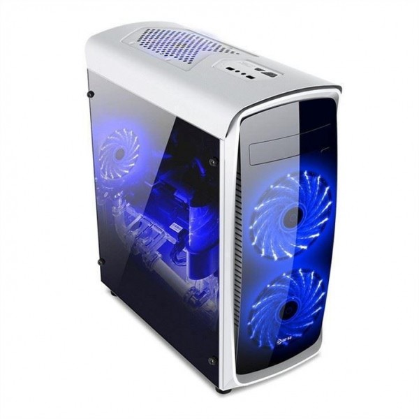ETEK ATX Mid-Tower Case Acrylic Front & Side Panel Full Side View Black ...